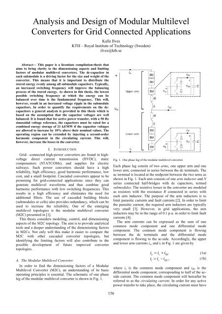 Analysis and Design of Modular Multilevel Converters for Grid ...