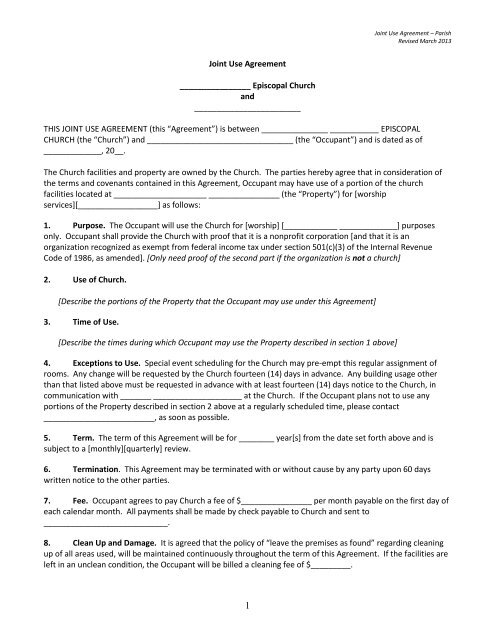 Joint Use Agreement Template