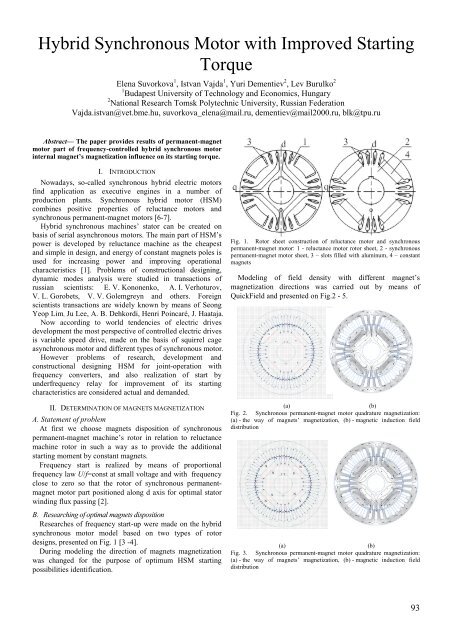 Hybrid synchronous motor with improved starting torque