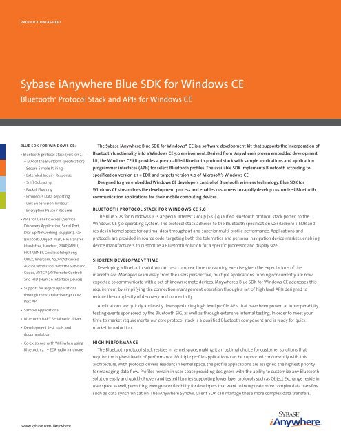 Sybase iAnywhere Blue SDK for Windows CE - ARS Software GmbH