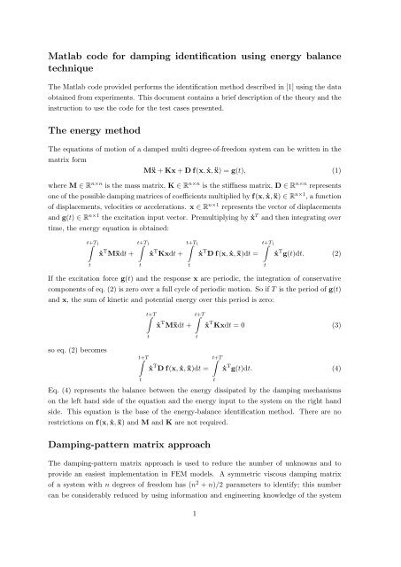 Matlab code for damping identification using energy ... - CFD4Aircraft