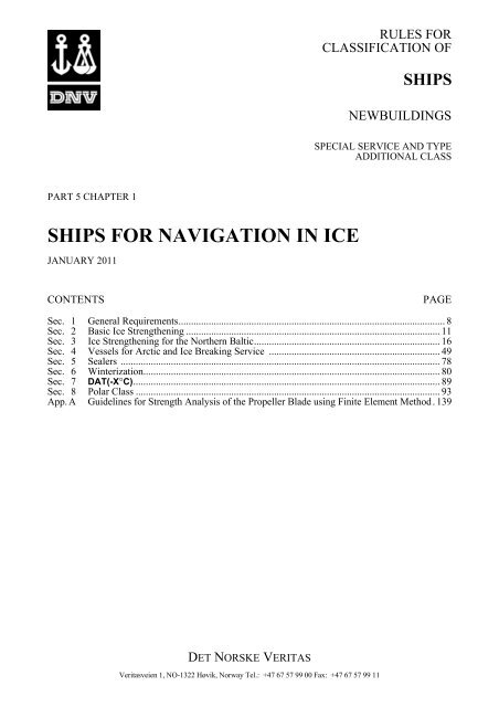 Ship rules Pt.5 Ch.1 - Ships for Navigation in Ice - DNV Exchange