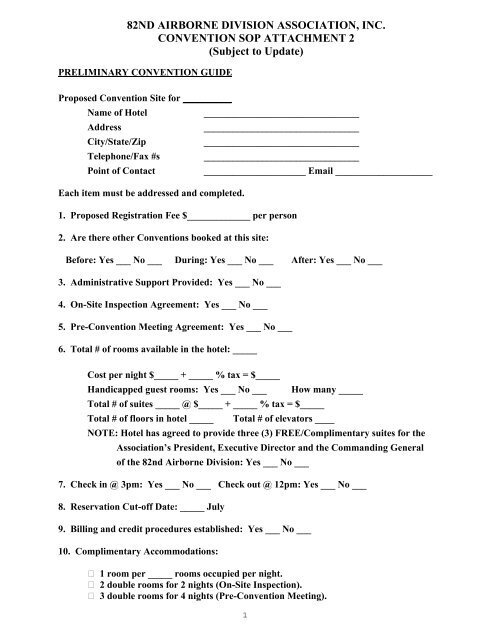Convention SOP Attachment 2 - 82nd Airborne Division Association