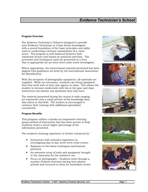 Evidence Technician's School - Imprimus Forensic Services