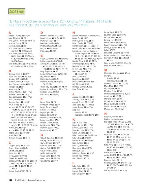 Numbers in bold are issue numbers. - Bead and Button Magazine