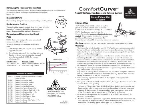 ComfortCurve CPAP/BiPAP Mask User Instructions - cpapXchange