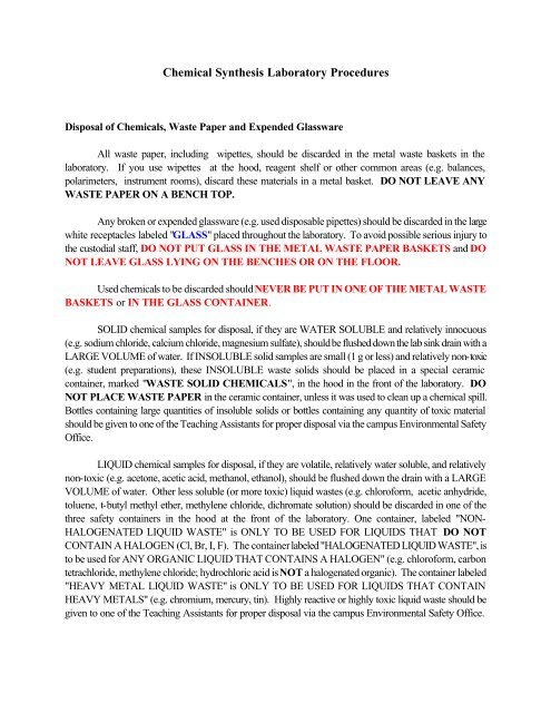 Laboratory Policies & Procedures