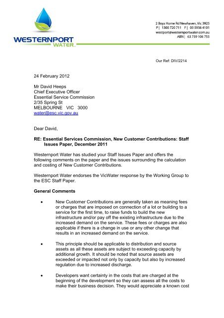 Westernport Water - Essential Services Commission