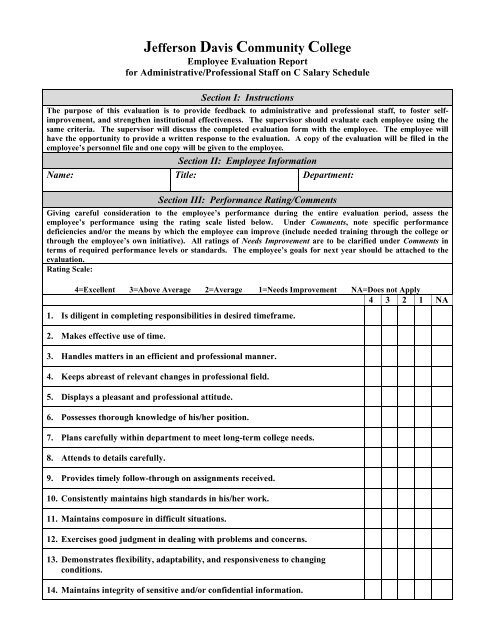 Administrative Evaluation Form - Jefferson Davis Community College