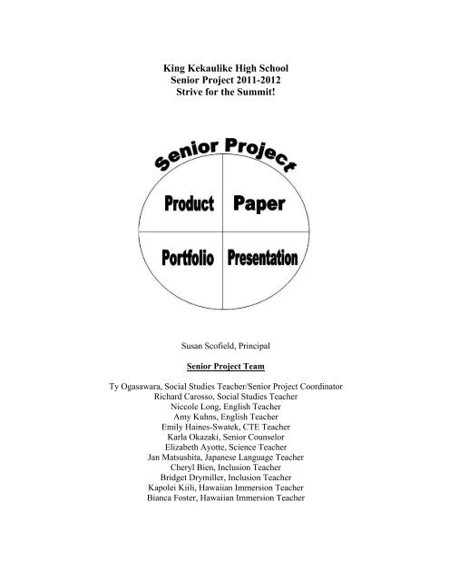 King Kekaulike High School Senior Project 2011-2012 Strive for the ...