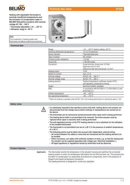 Heating with adjustable thermostat - Belimo