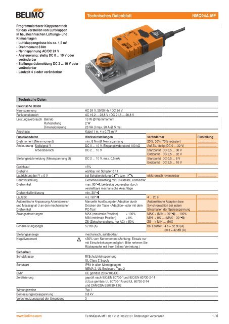 Technisches Datenblatt NMQ24A-MF - Belimo