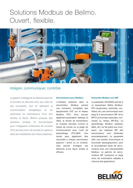 Solutions Modbus de Belimo. Ouvert, flexible.