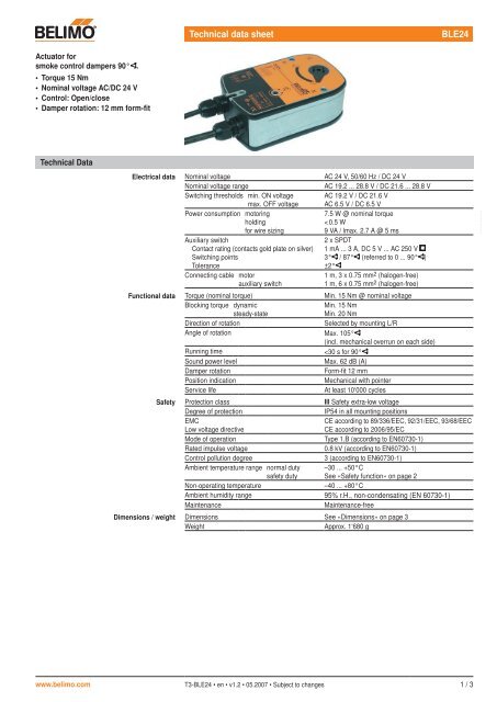 Technical data sheet BLE24 - Belimo