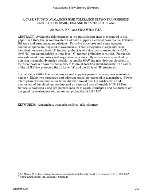 a case study in avalanche risk tolerance in - International Snow ...