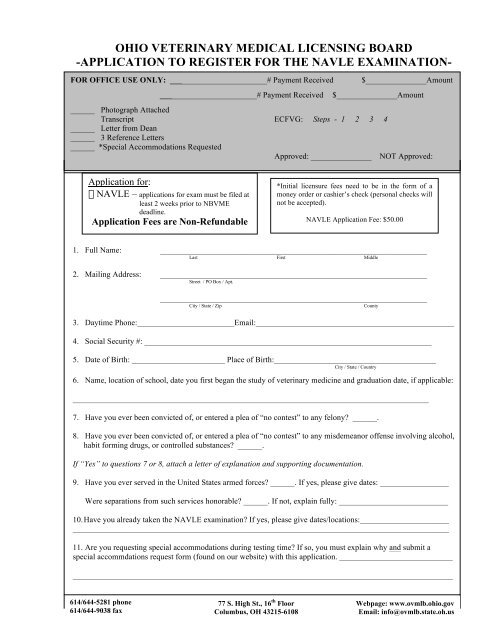 application to register for the navle examination - ovmlb