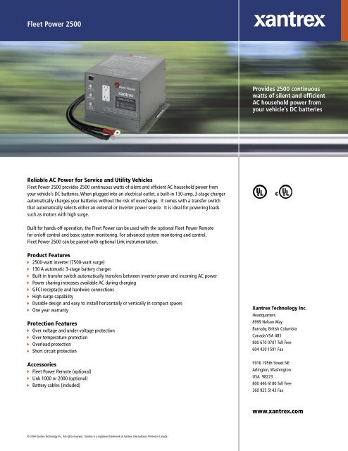 Fleet Power 2500 - Xantrex