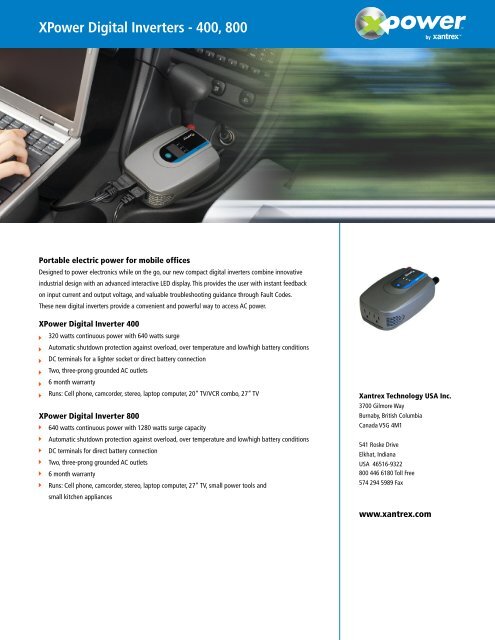 XPower Digital Inverters - 400, 800 - Xantrex | Power Inverter