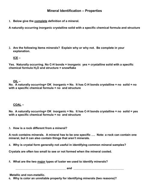 Mineral Identification â Properties