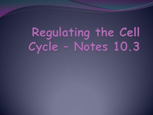 Regulating the Cell Cycle â Notes 10.3