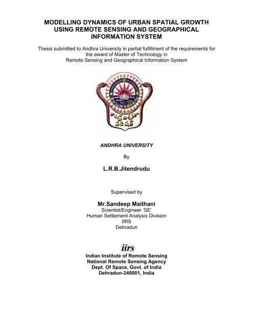 Student Thesis - Indian Institute of Remote Sensing