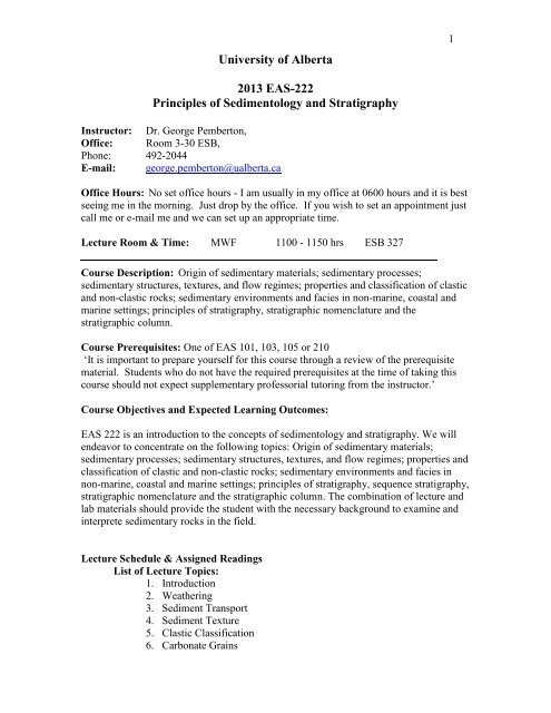 Course Title - Earth and Atmospheric Sciences - University of Alberta