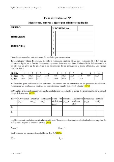 Ficha 1 - Laboratorio de fÃ­sica II - Instituto de FÃ­sica