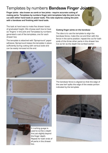 Templates by numbers Bandsaw Finger Joints