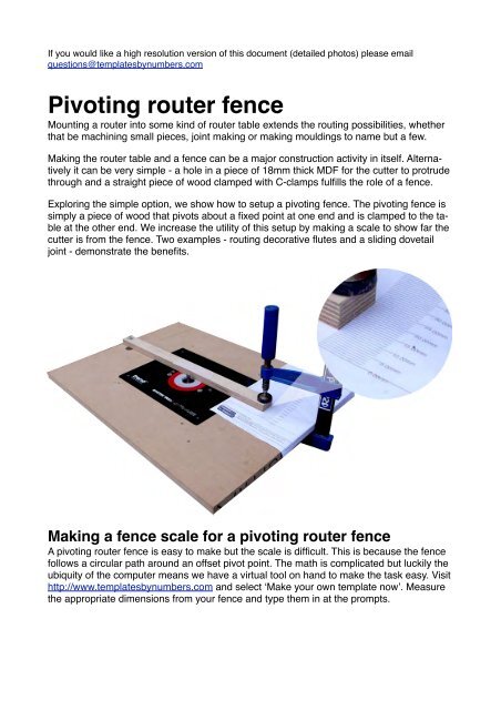 Pivoting router fence - Templates by numbers