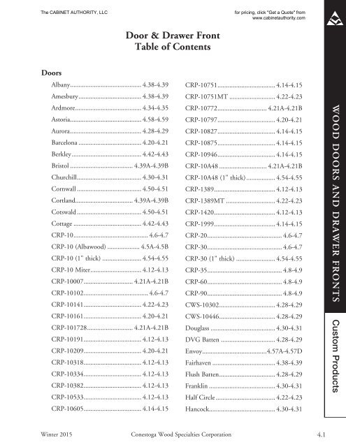 wood doors and drawer fronts - Cabinet Authority