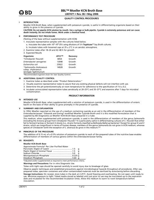 BBL Moeller KCN Broth Base - BD