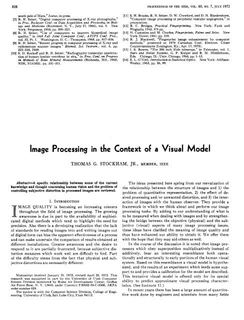 image Processing in the Context of a Visual Model