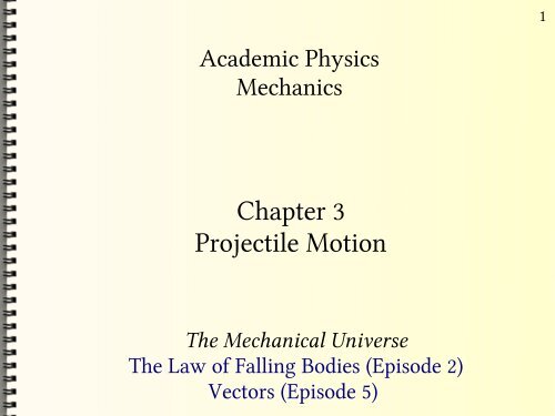 Chapter 3 Projectile Motion