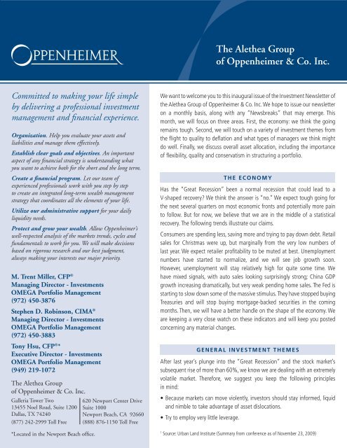 The Alethea Group of Oppenheimer & Co. Inc.