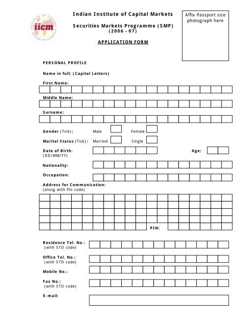 SMP-Application Form - Indian Institute of Capital Markets