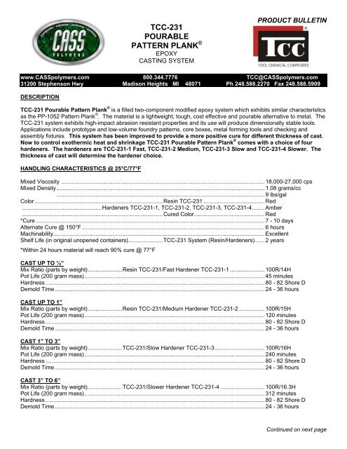 Tech Sheet - Tool Chemical Company