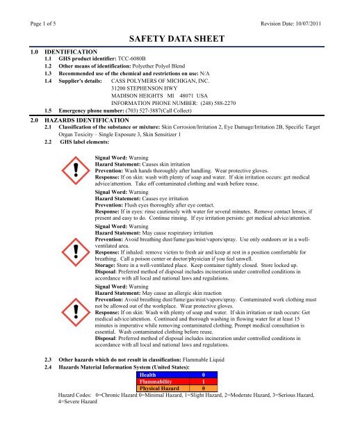 SAFETY DATA SHEET - Tool Chemical Company