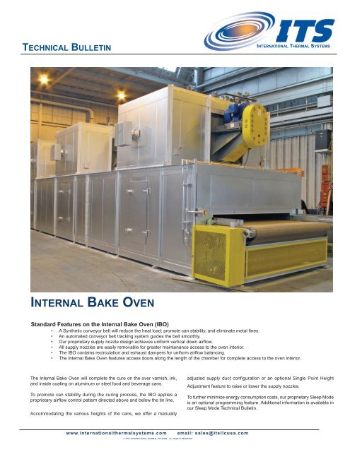 Internal Bake Oven (IBO) - International Thermal Systems