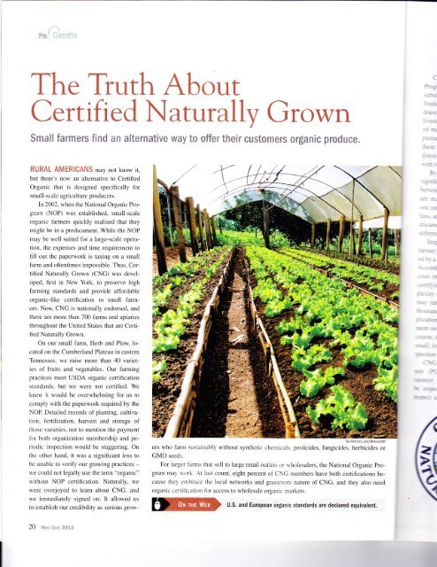 The Truth About - Certified Naturally Grown