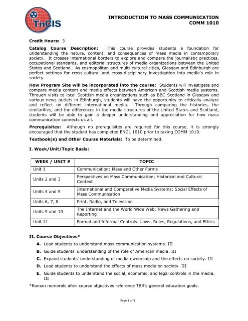 Introduction To Communication Syllabus