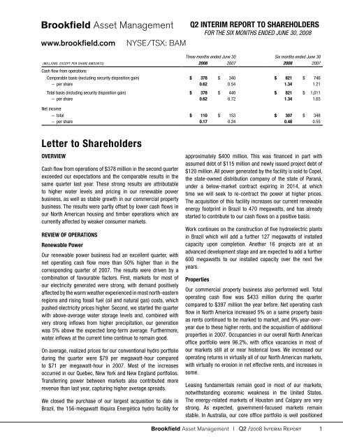 Letter to Shareholders - Brookfield Asset Management