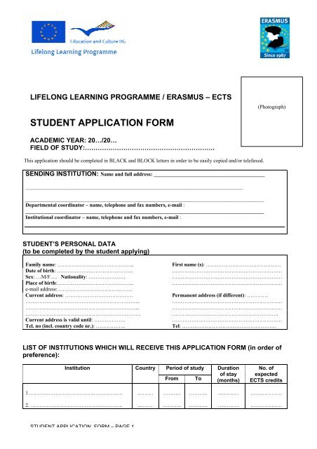 STUDENT APPLICATION FORM - Esa