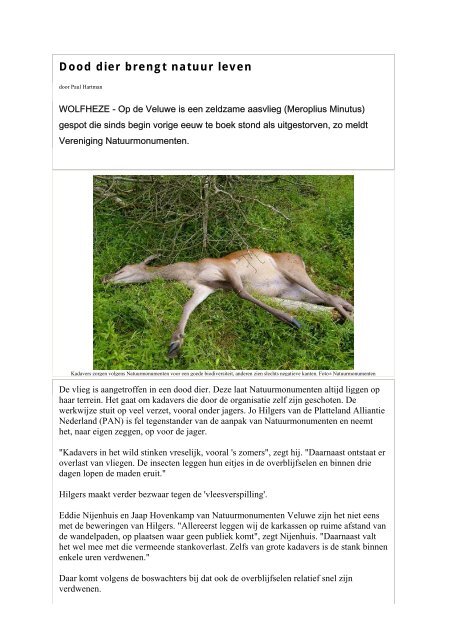 Dood dier brengt natuur leven - Dood Doet Leven