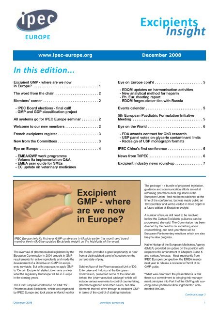 Excipients Insight - IPEC Europe