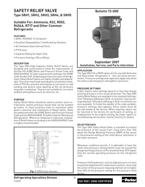 SAFETY RELIEF VALVE - Parker