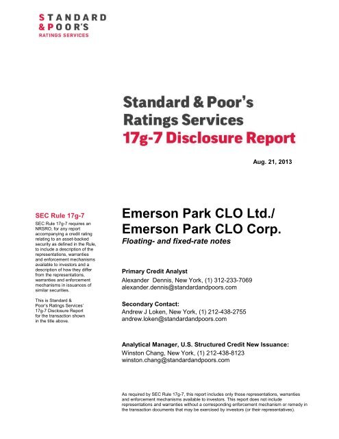 Emerson Park CLO Ltd./ Emerson Park CLO Corp.