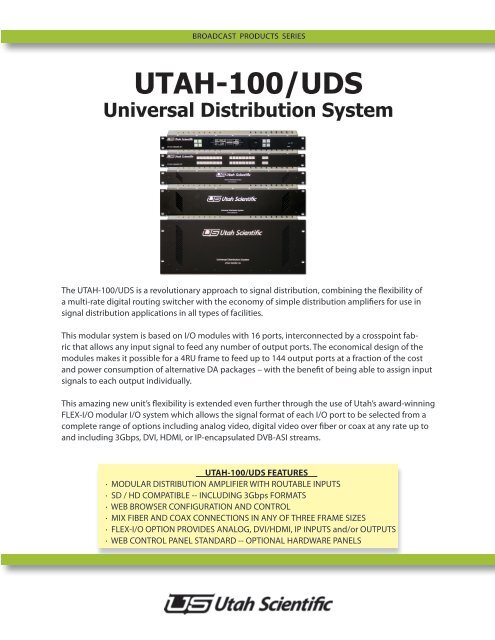 UTAH-100/UDS Universal Distribution System - Utah Scientific
