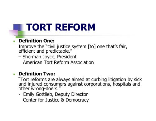 TORT REFORM - Actuary.com