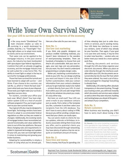Write Your Own Survival Story - Calyx Software Write Your Own Survival Story - Calyx Software