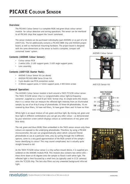 PICAXE COLOUR SENSOR